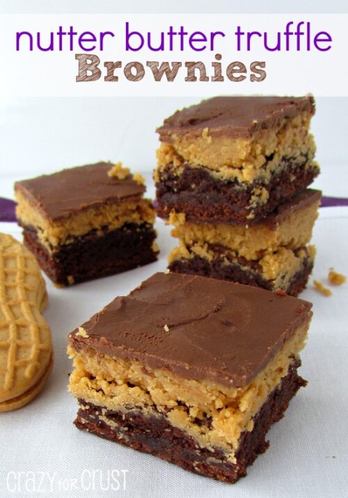 Nutter Butter Truffle Brownies - Crazy for Crust