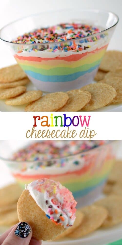 Rainbow Cheesecake Dip - Crazy for Crust