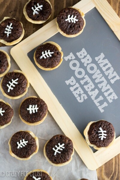 Mini Brownie Football Pies - Crazy for Crust