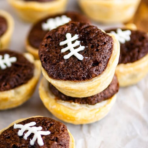 Mini Brownie Football Pies - Crazy for Crust
