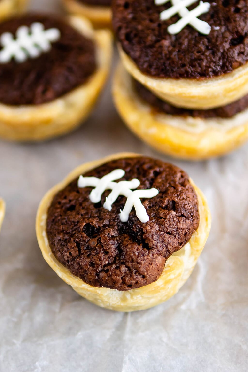 Mini Brownie Football Pies - Crazy for Crust