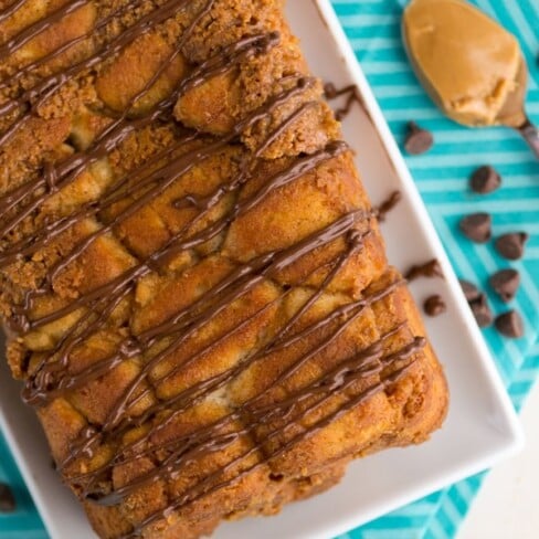 chocolate stuffed Peanut Butter Monkey Bread Loaf - Crazy for Crust