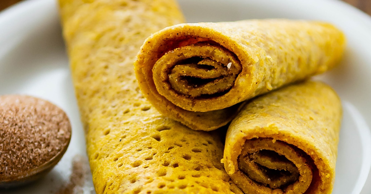 Cinnamon Sugar Pumpkin Pancake Rolls - Crazy for Crust