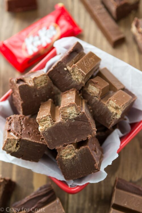 Easy 4-ingredient Kit Kat Fudge - Crazy for Crust