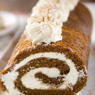 Gingerbread Cake Roll with Eggnog Whipped Cream - Crazy for Crust