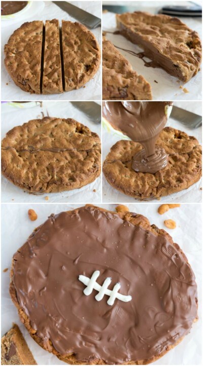 How to Make a Football Cookie Cake - Crazy for Crust