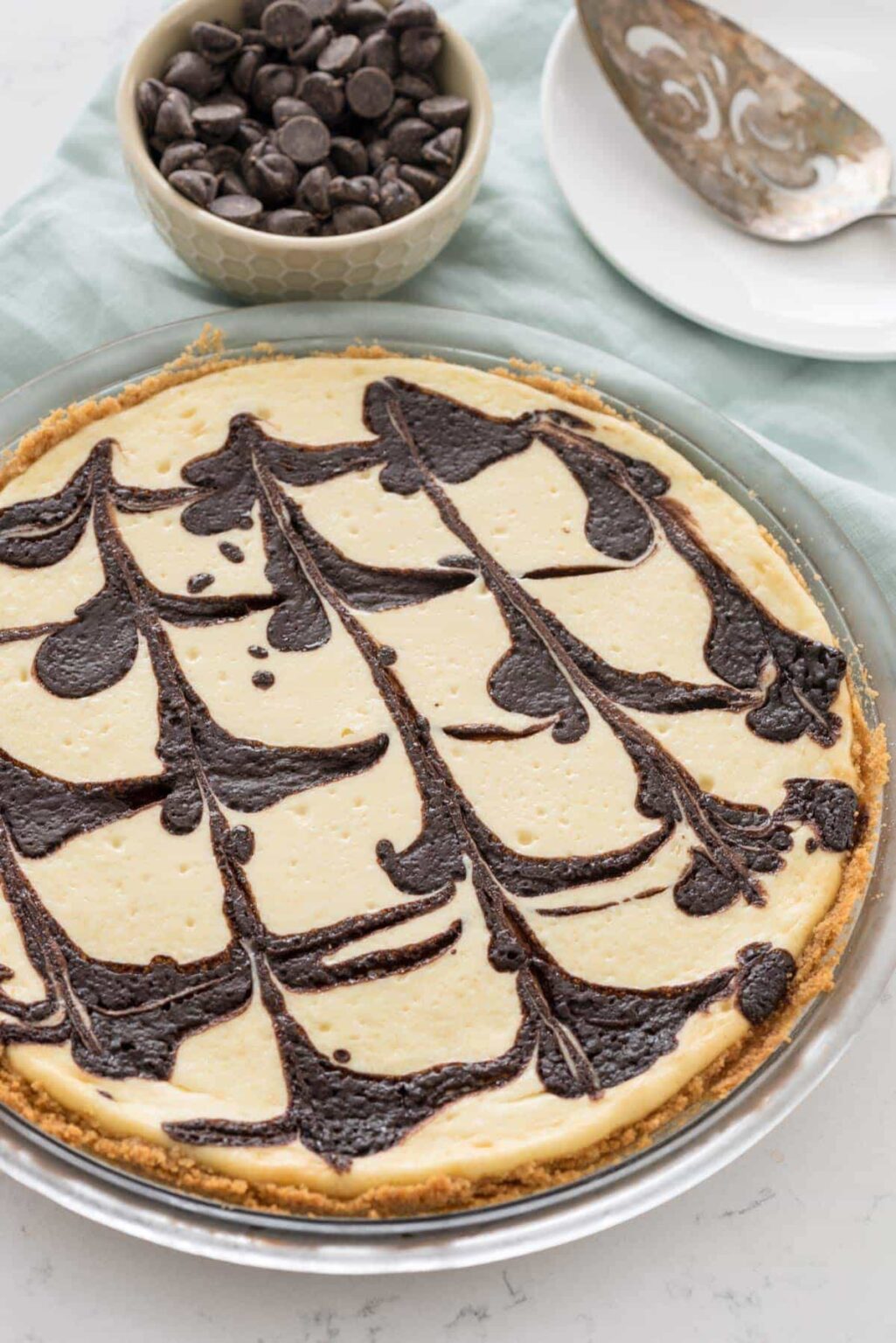 Chocolate Swirl Cheesecake Pie - Crazy For Crust