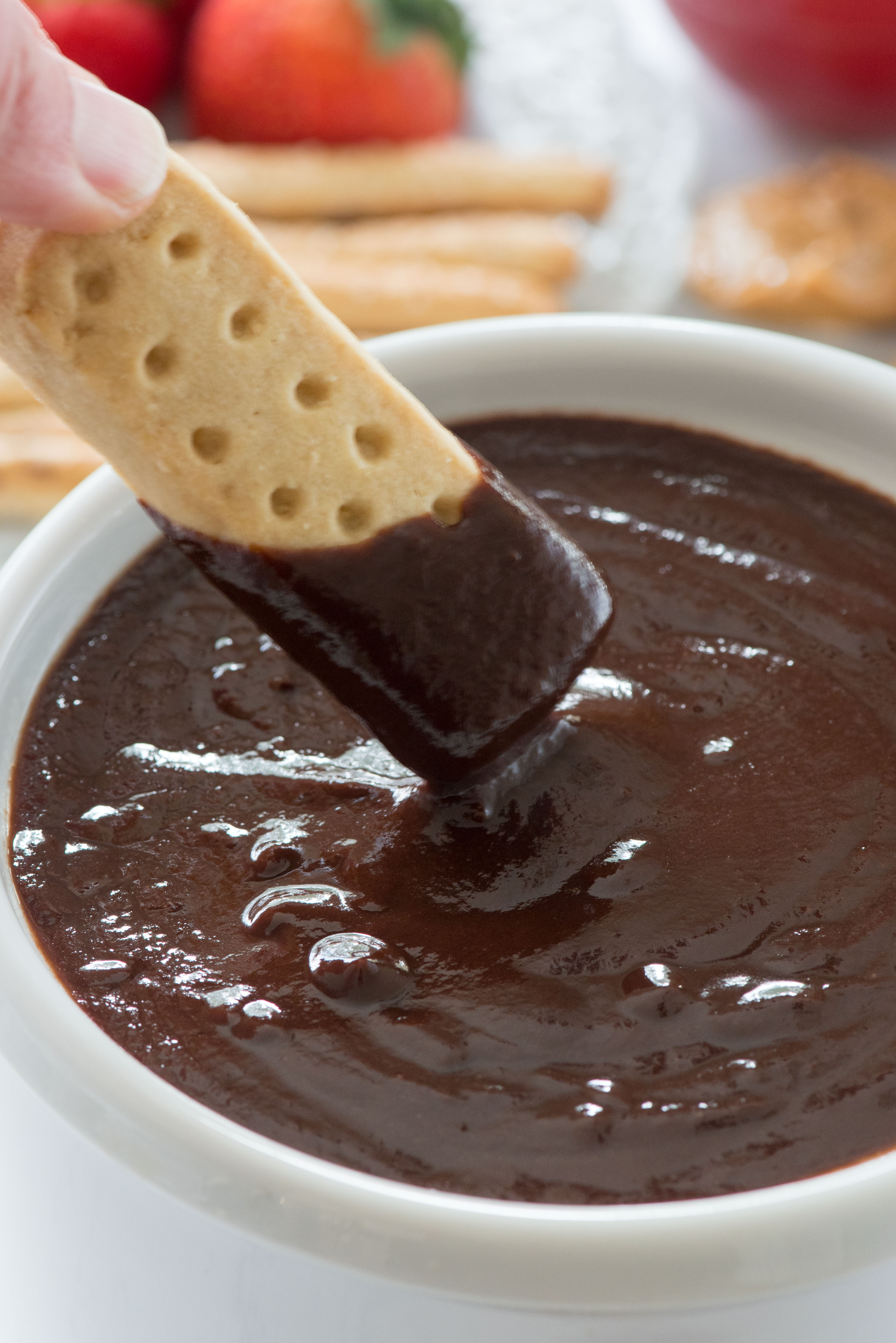 The BEST Chocolate Fondue with Peanut Butter - Crazy for Crust