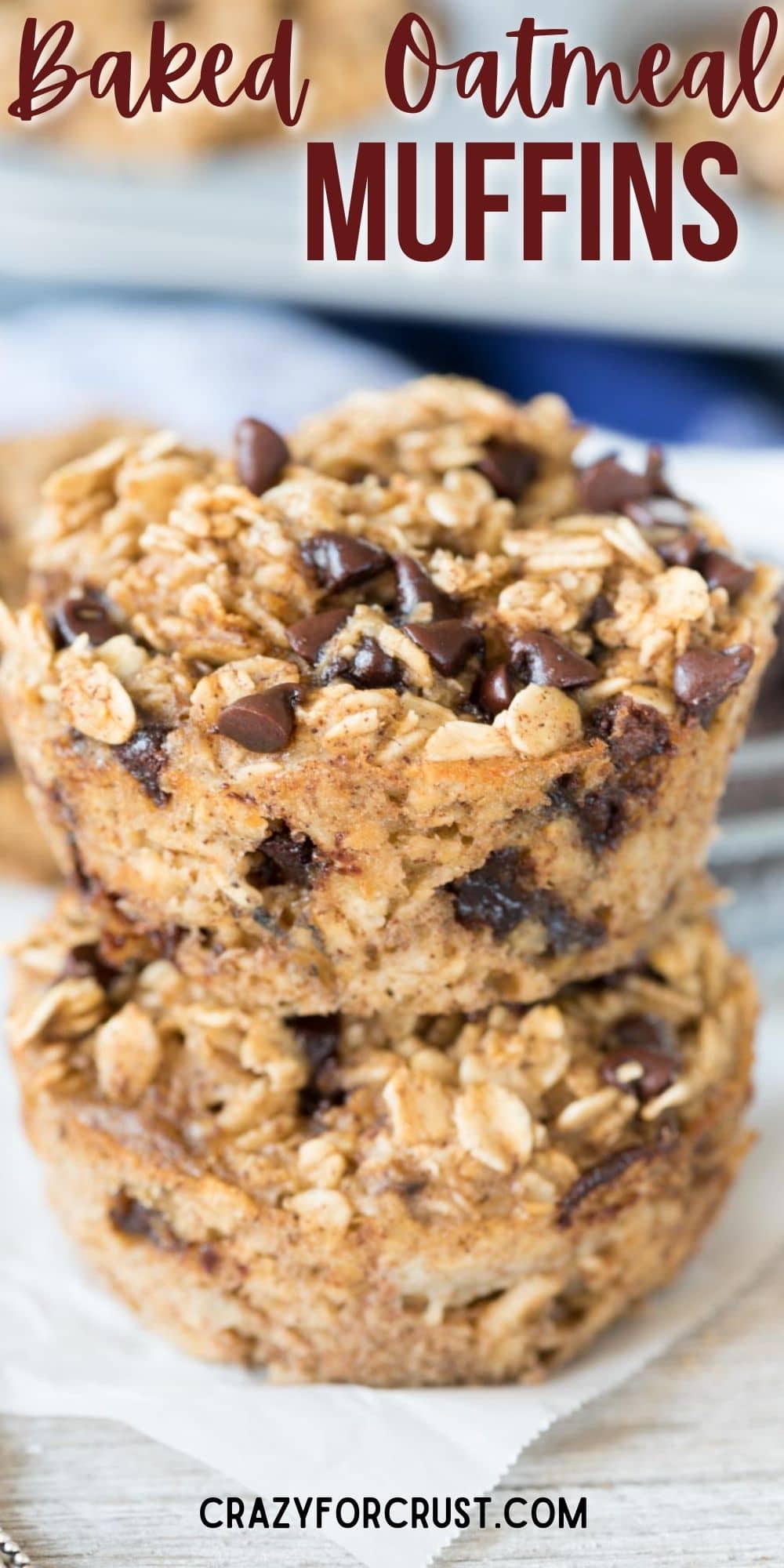 Chocolate Chip Baked Oatmeal Muffins - Crazy for Crust