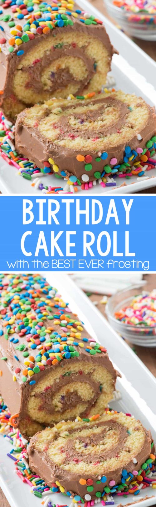 Birthday Cake Roll Recipe w/ the Best Chocolate Frosting | Crazy for Crust