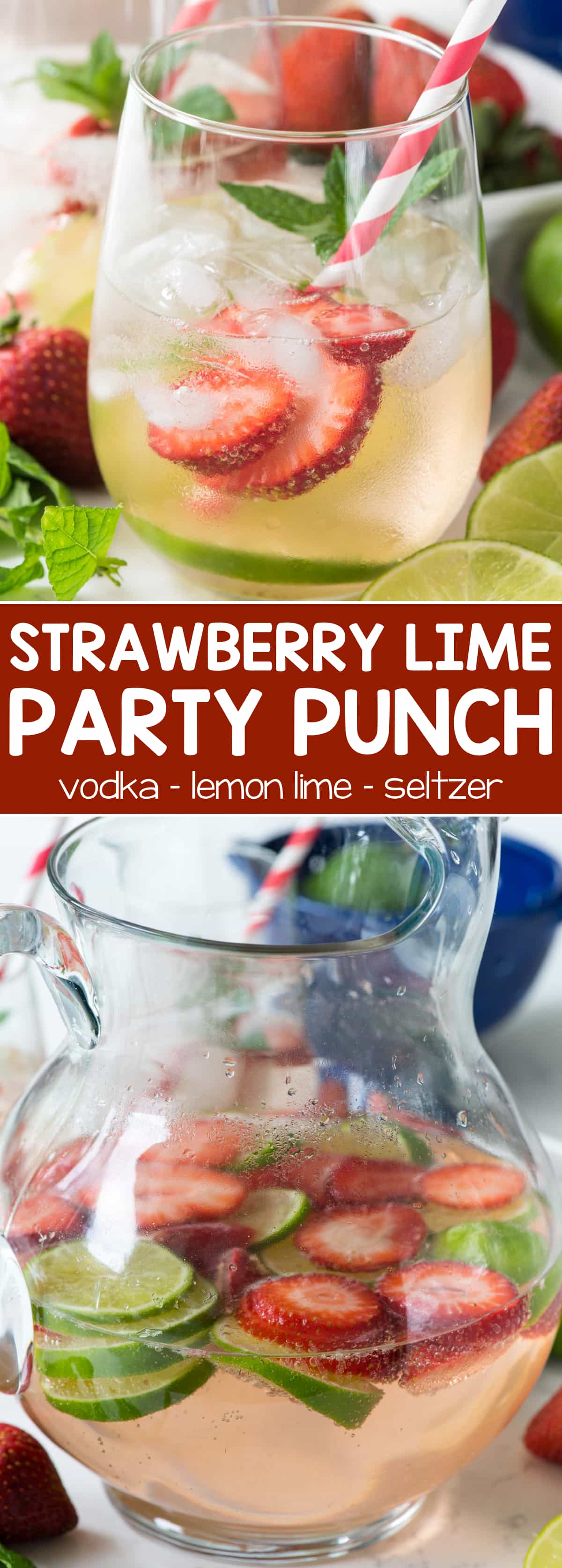 Strawberry Lime Party Punch - Crazy for Crust