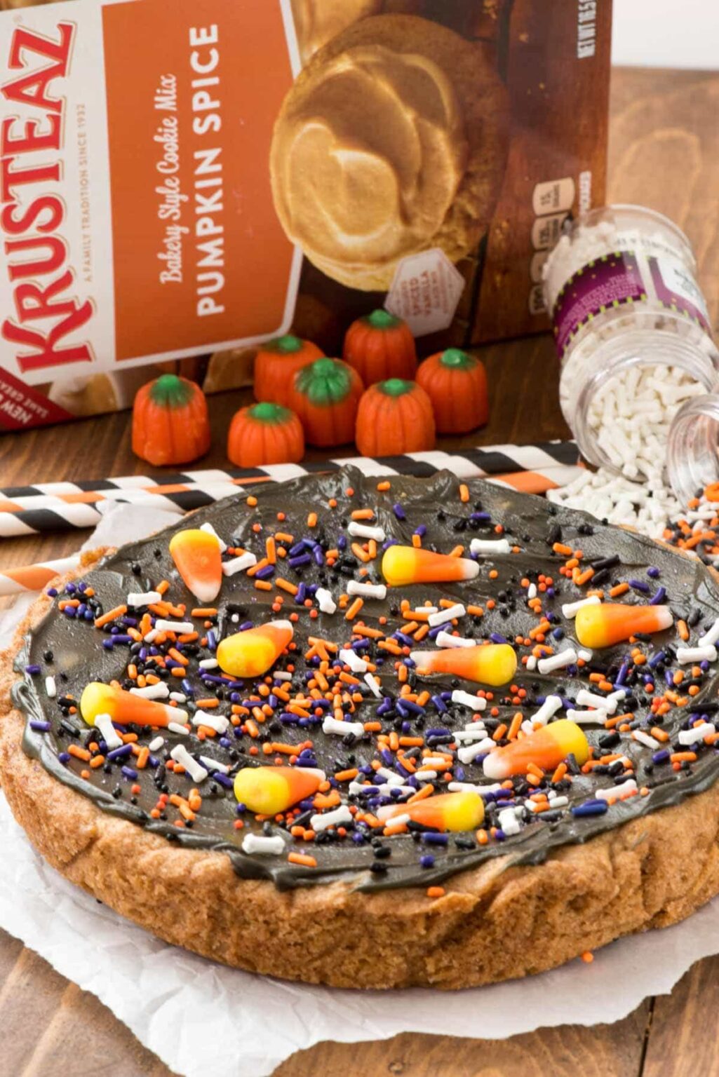 Halloween Pumpkin Cookie Cake - Crazy for Crust