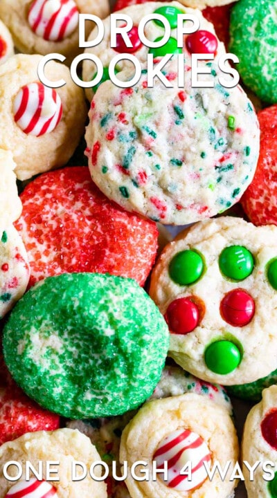 Easy Christmas Drop Cookies 4 ways - Crazy for Crust