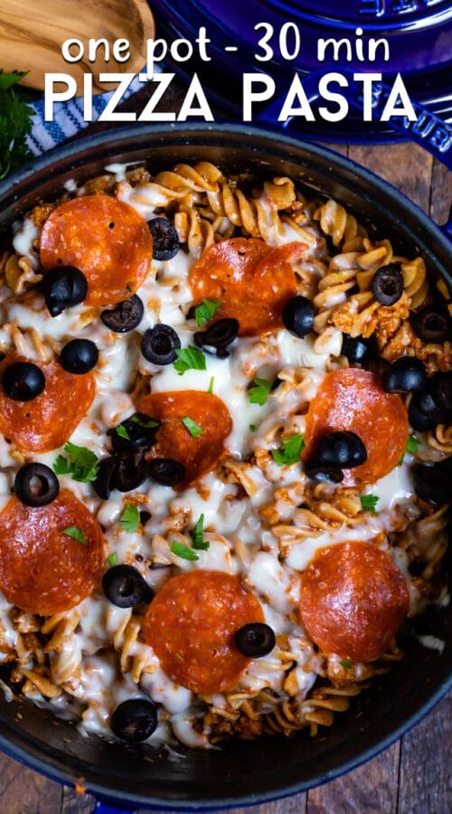 One Pot Pizza Pasta 30 minute meal - Crazy for Crust