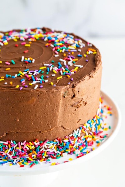 Classic Birthday Cake Recipe with sprinkles - Crazy for Crust