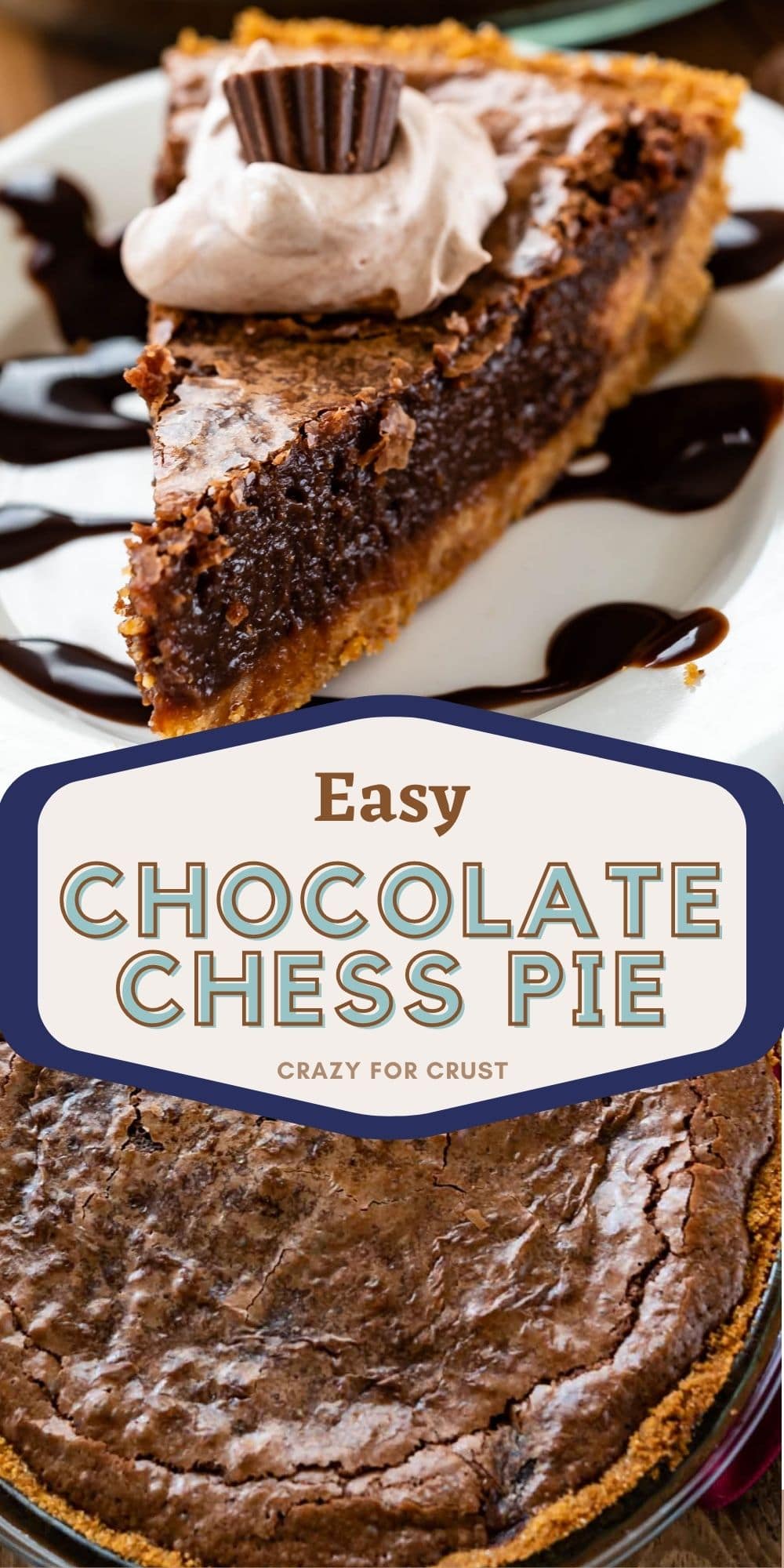Chocolate Chess Pie with graham cracker crust - Crazy for Crust