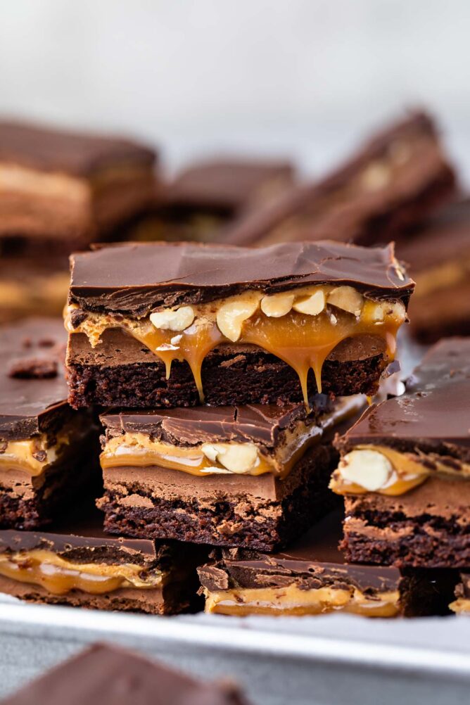 Snickers Brownies (ChocoSmash Bar Copycat) - Crazy for Crust