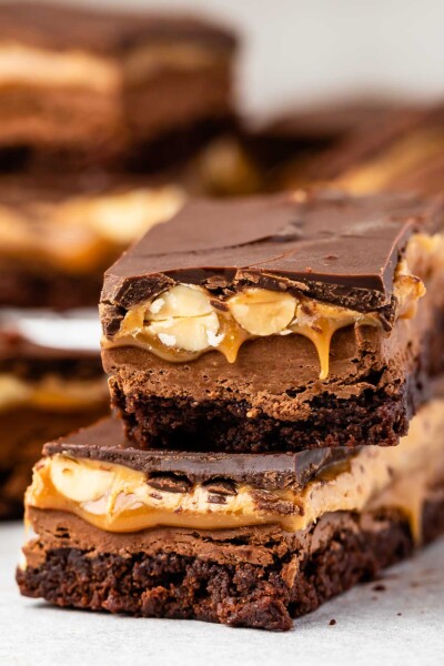 Snickers Brownies (ChocoSmash Bar Copycat) - Crazy for Crust