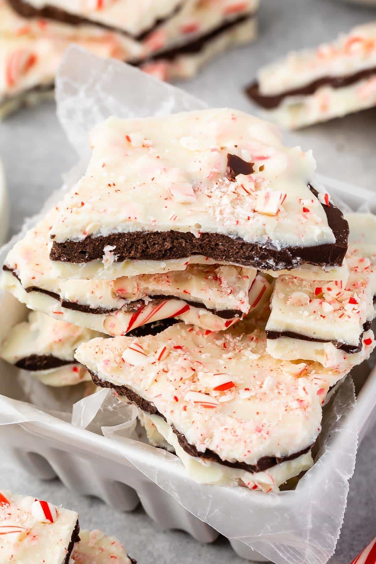 Easy Peppermint Bark Recipe - only 4 ingredients! - Crazy for Crust