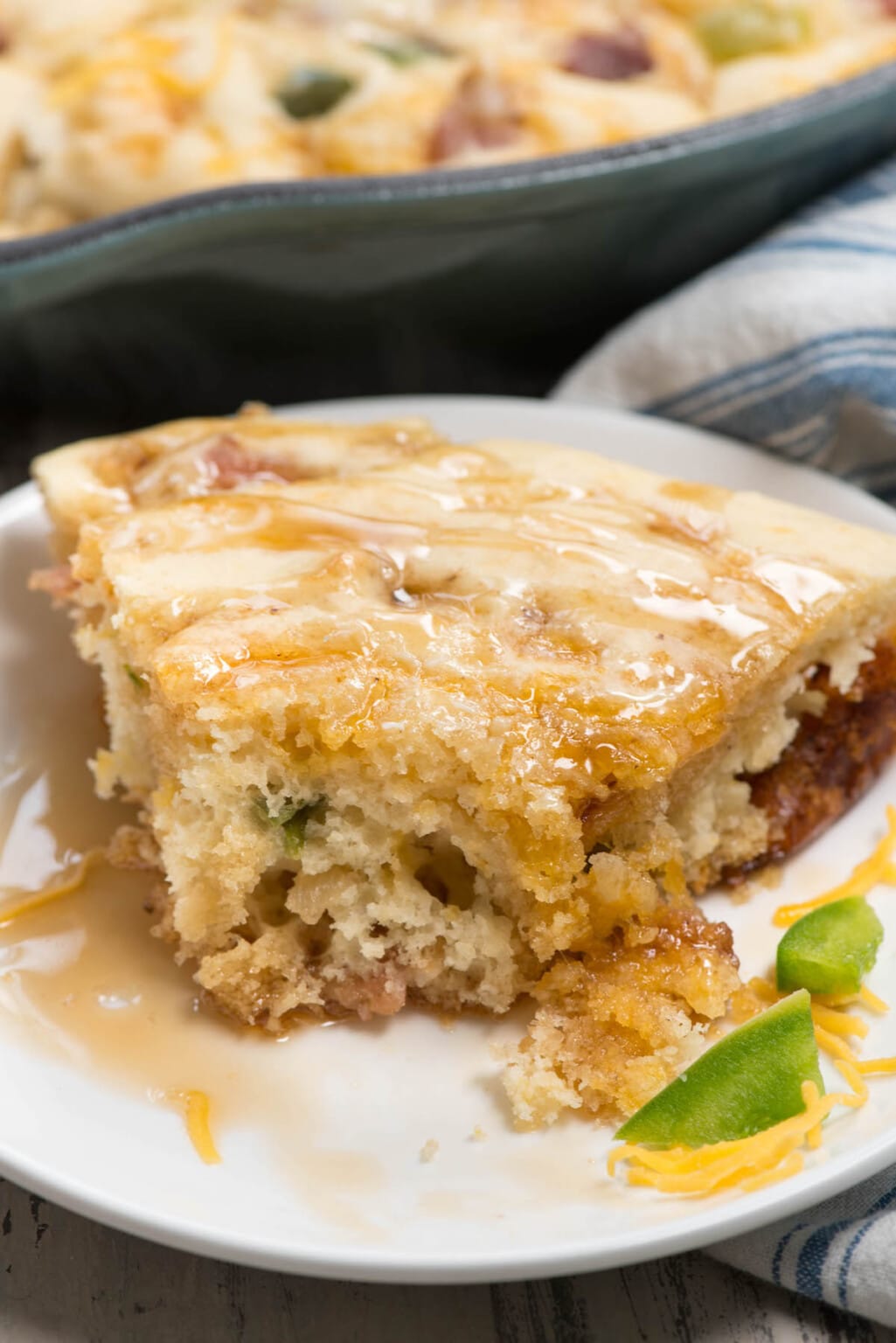 Cheesy Bacon Skillet Pancake Bake - Crazy for Crust