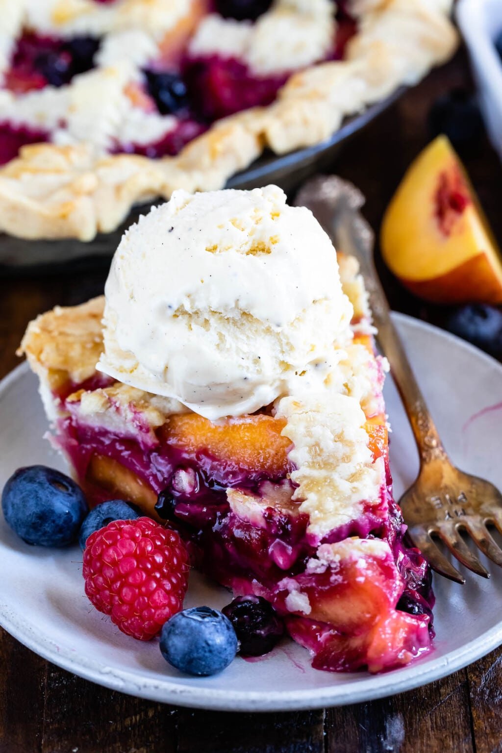 Raspberry Peach Blueberry Pie - Crazy for Crust