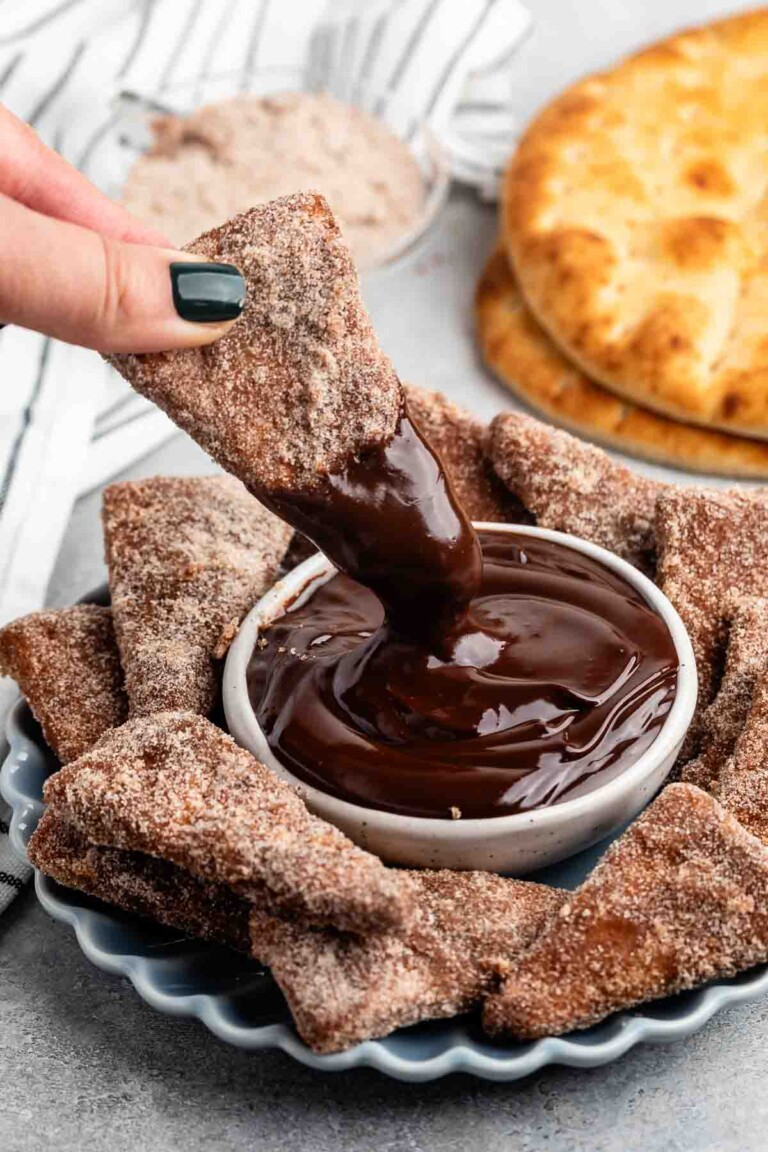 Baked Churro Chips with Chocolate Ganache Dip - Crazy for Crust