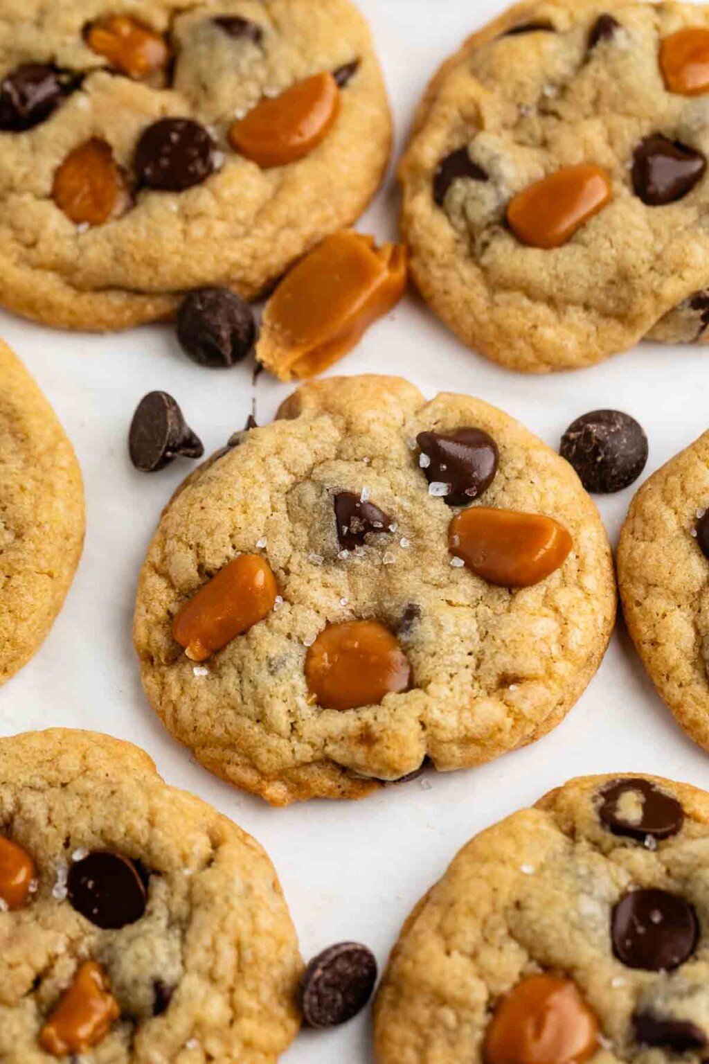 Salted Caramel Chocolate Chip Cookies - Crazy for Crust